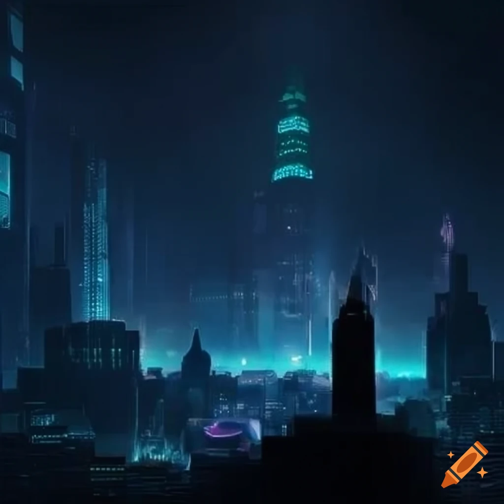 Dark neon city inspired by tron: legacy on Craiyon