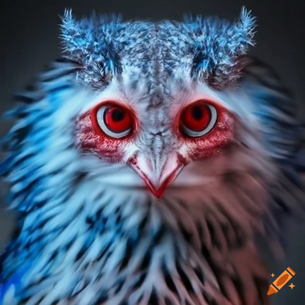 Colorful monster illustration in red, white, and blue on Craiyon