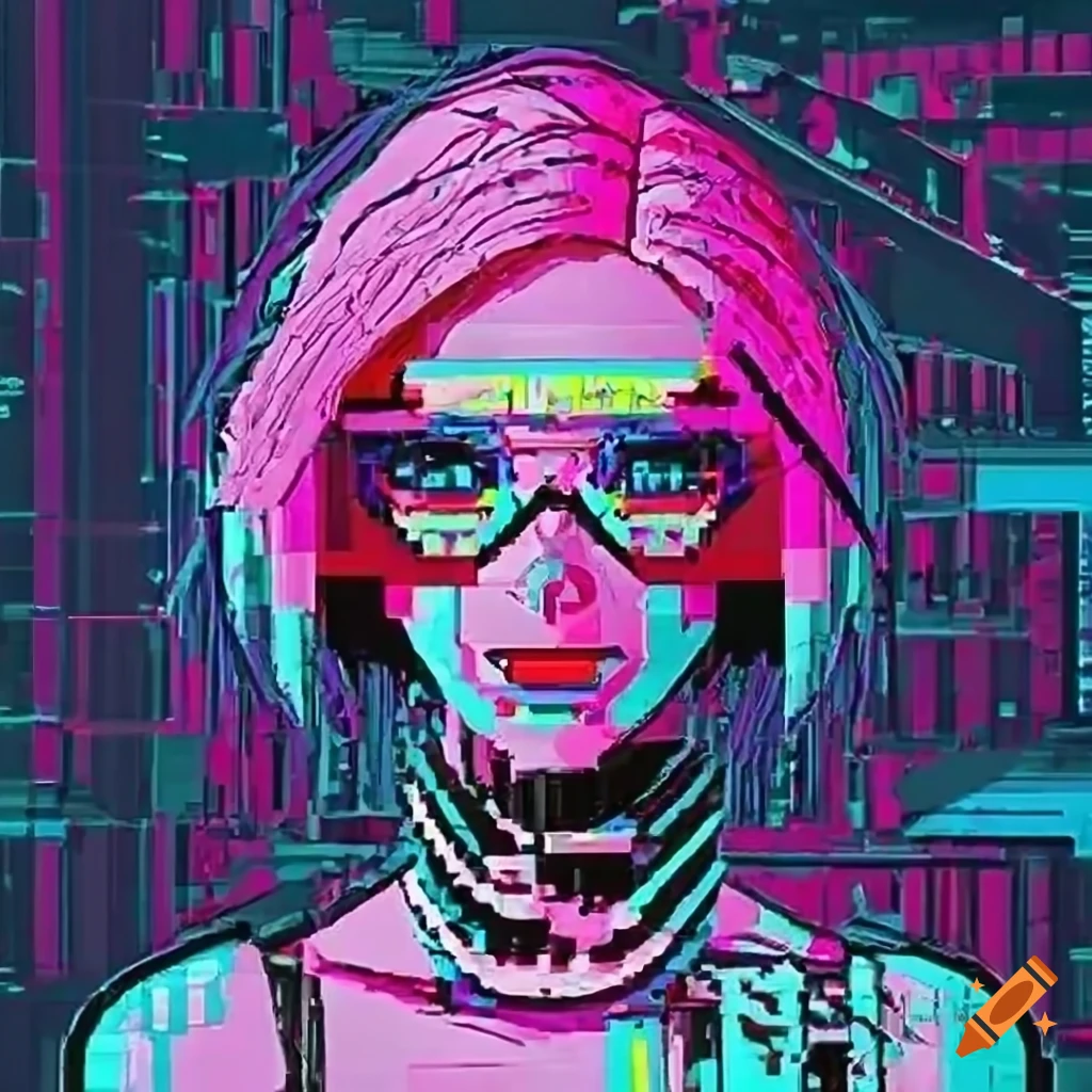 Glitchcore cyberpunk lady on Craiyon