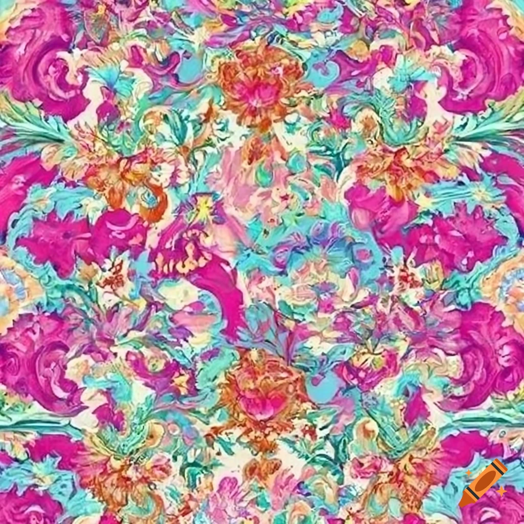 Rainbow pastel rococo floral pattern in oil painting on Craiyon