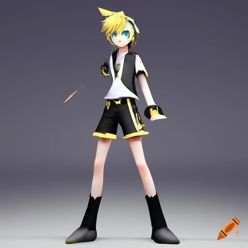 Kagamine len full-length portrait in high quality 3d render on Craiyon