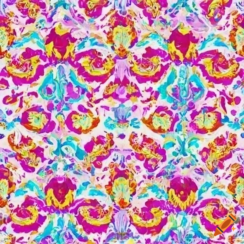 Rainbow pastel intricate floral pattern in rococo style on Craiyon
