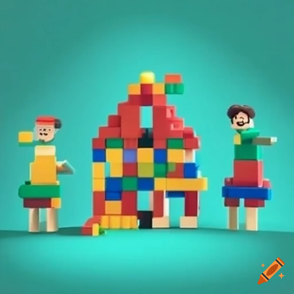 Adult and child building legos together on Craiyon