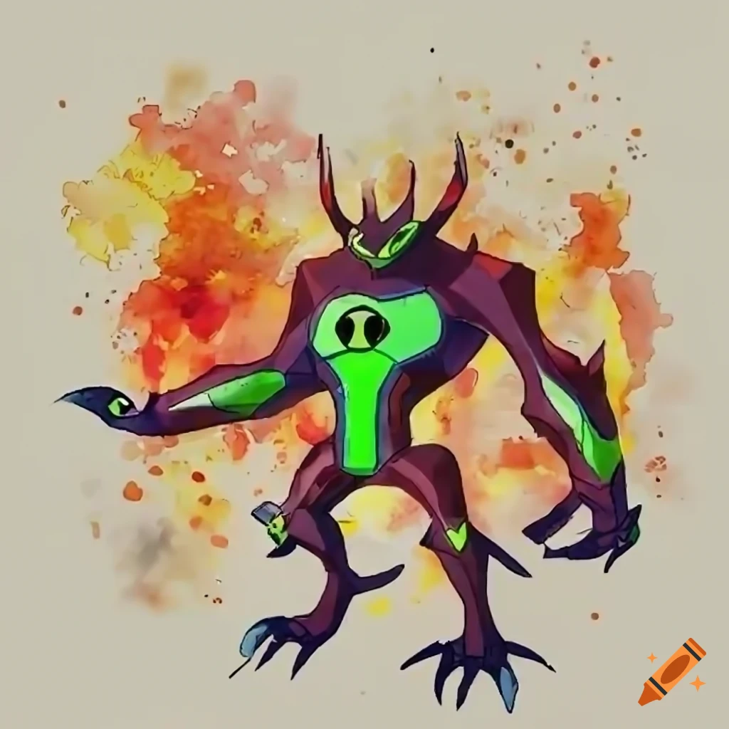 Fiery alien species with flame generation ability in Ben 10 art style ...