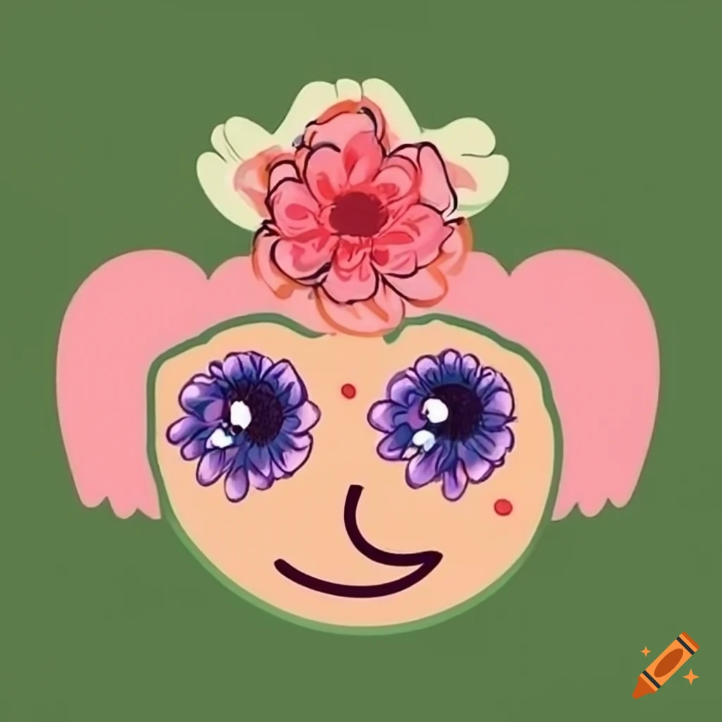 Cute flower with a face on Craiyon