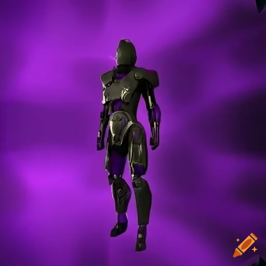 Highly detailed futuristic purple metal armor on Craiyon