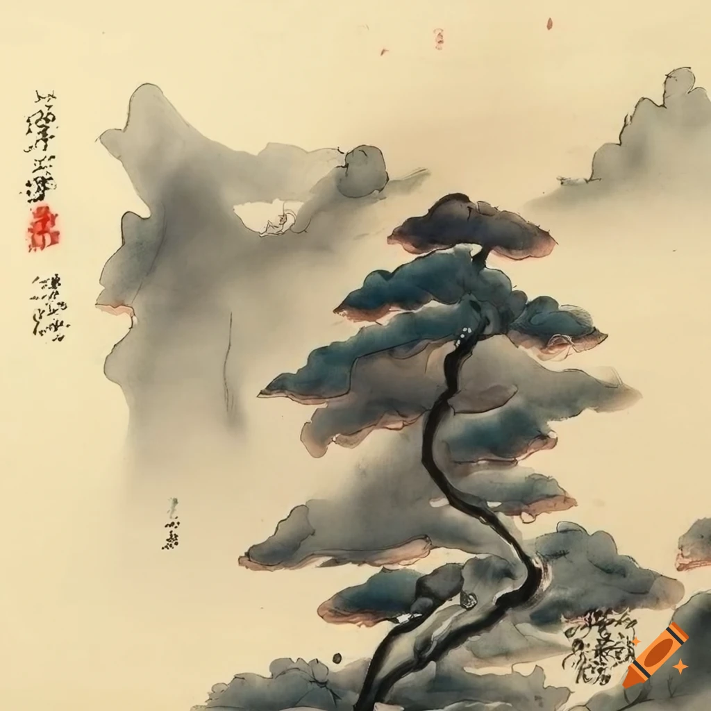 Chinese ink painting on Craiyon