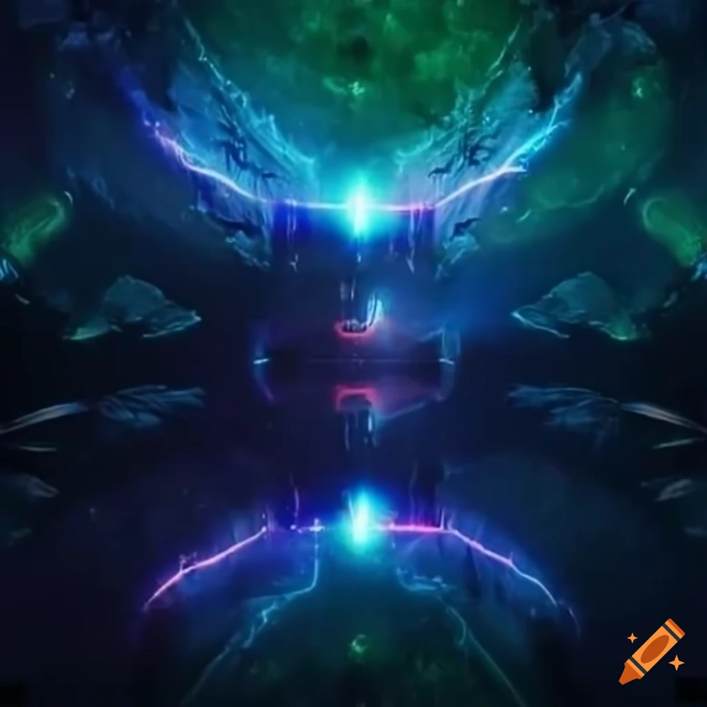 Aquasonic trance anthem with quasar lighting up the night sky on Craiyon