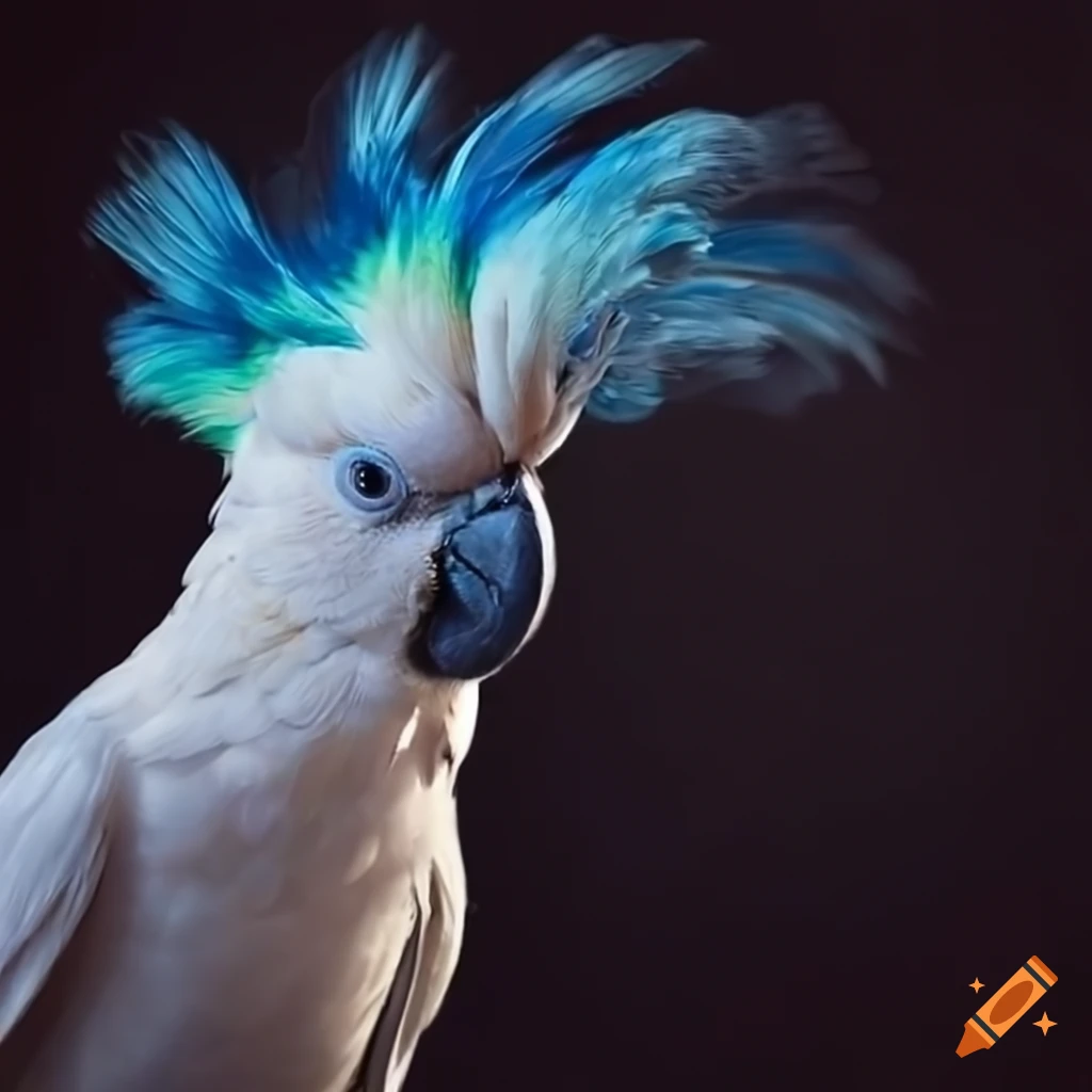 Cockatoo with a blue mohawk on Craiyon