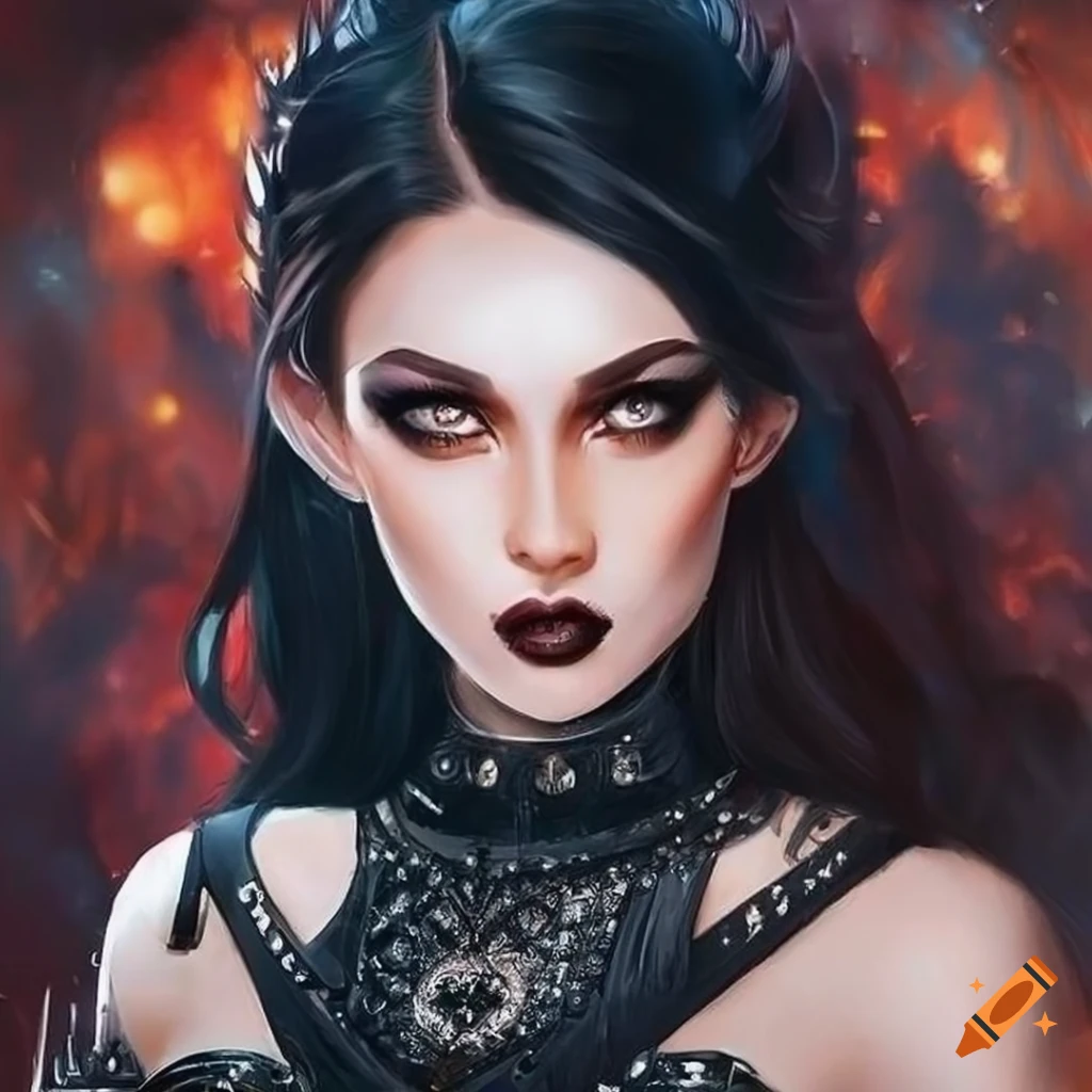 Captivating gothic goddess in a digital masterpiece with a leather top ...