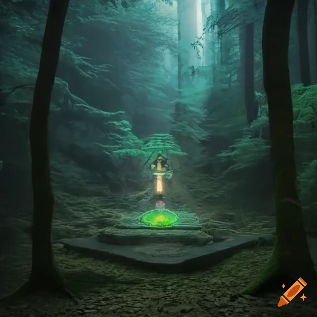 Shrine of gozreh in a dark forest on Craiyon