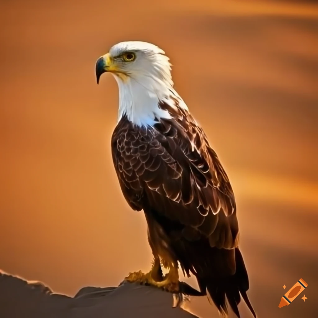 Photo of an eagle in Tunisia with the Sahara Desert and the sea on Craiyon