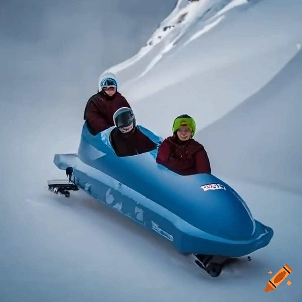 Fast-paced bobsleigh ride in snowy adventure on Craiyon