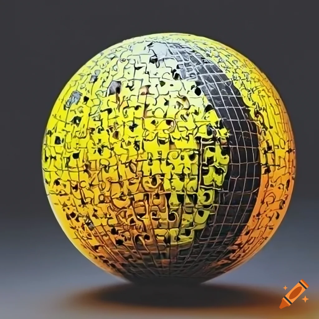 Sphere puzzle logo in yellow and black on Craiyon