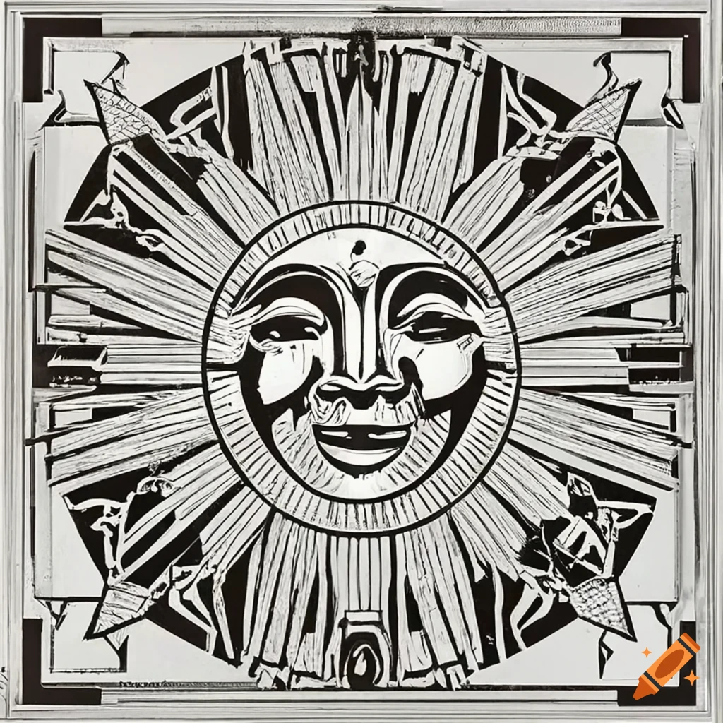 Smiling sun with rays in art deco style on Craiyon