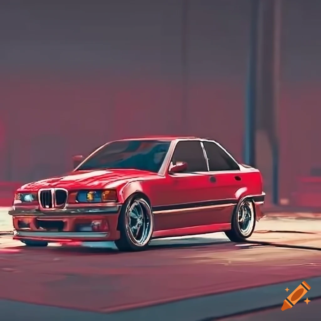 Red bmw e36 with gta styling on Craiyon
