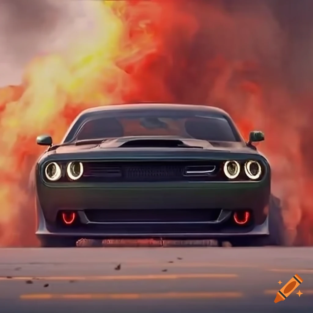 Angry Dodge Challenger Demon tuned with smoke on the road near Paul ...