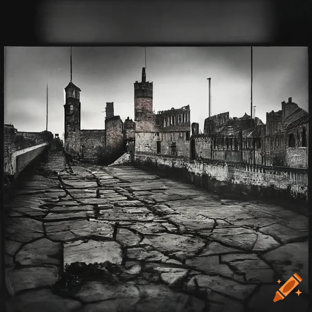 1800s walled city surrounded by barren wasteland on Craiyon
