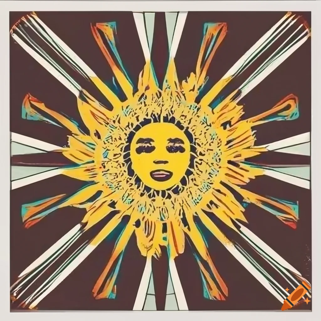 Smiling sun with colorful rays in an art deco style on Craiyon
