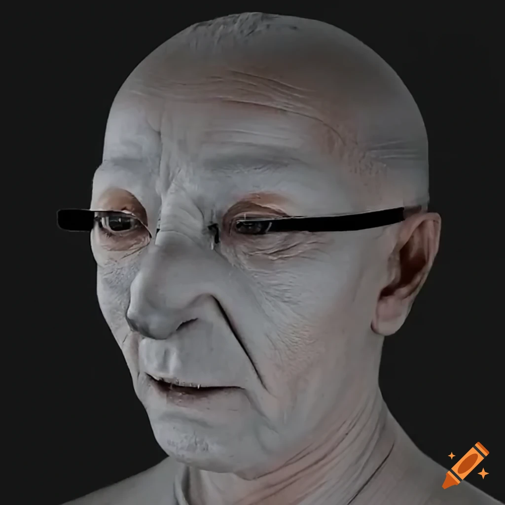 Portrait of a mature man with distinctive facial features and black ...