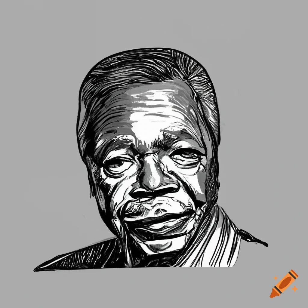 Minimal black and white single line drawing of carl weathers on Craiyon