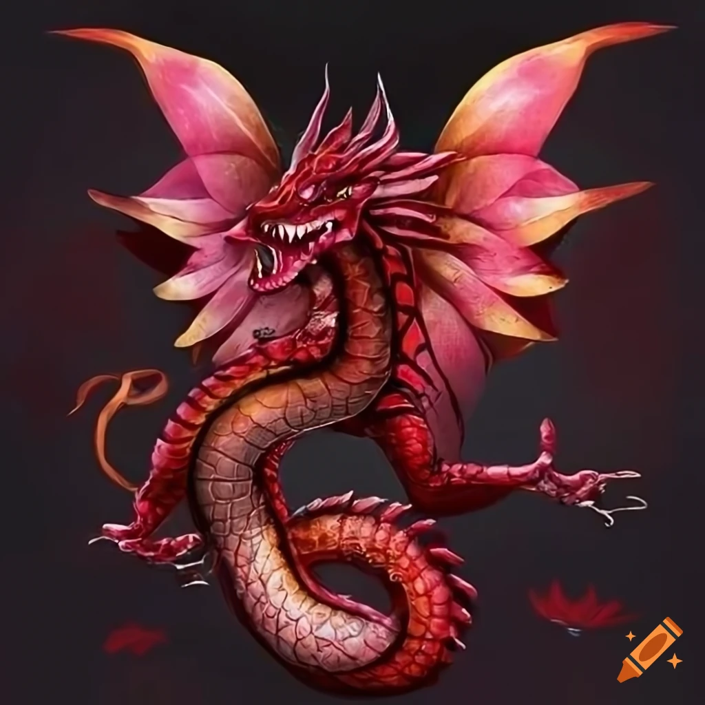 Red lotus dragon on Craiyon