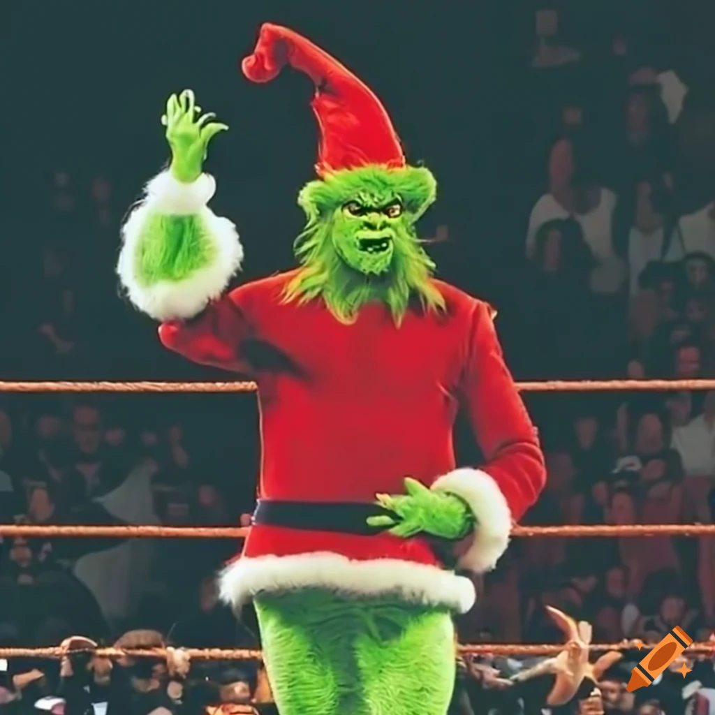 Wwe wrestling match between jim carrey's grinch and tim allen's santa ...