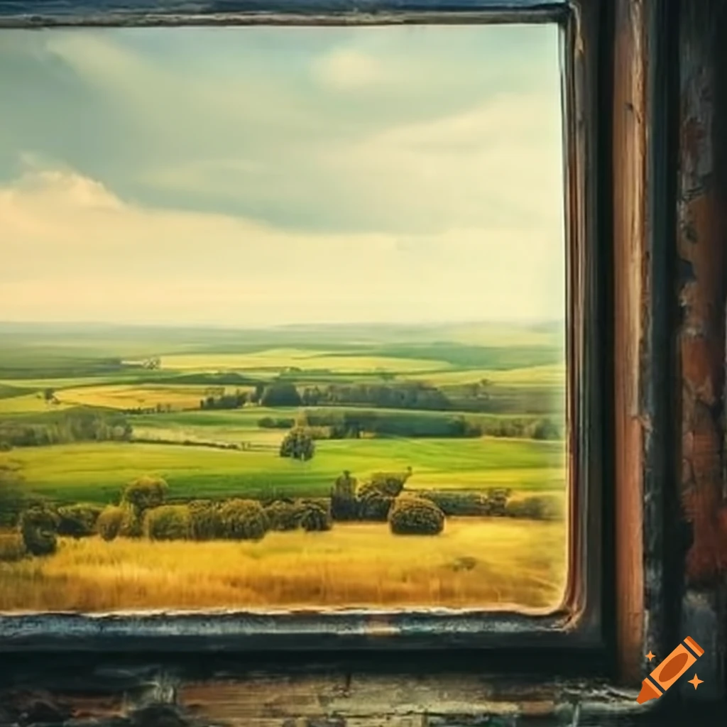 View from a countryside window on Craiyon