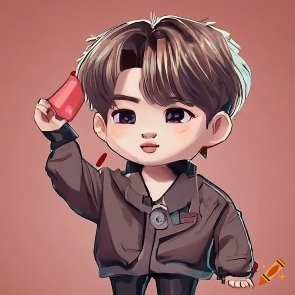 Chibi style illustration of kpop boy group named treasure on Craiyon