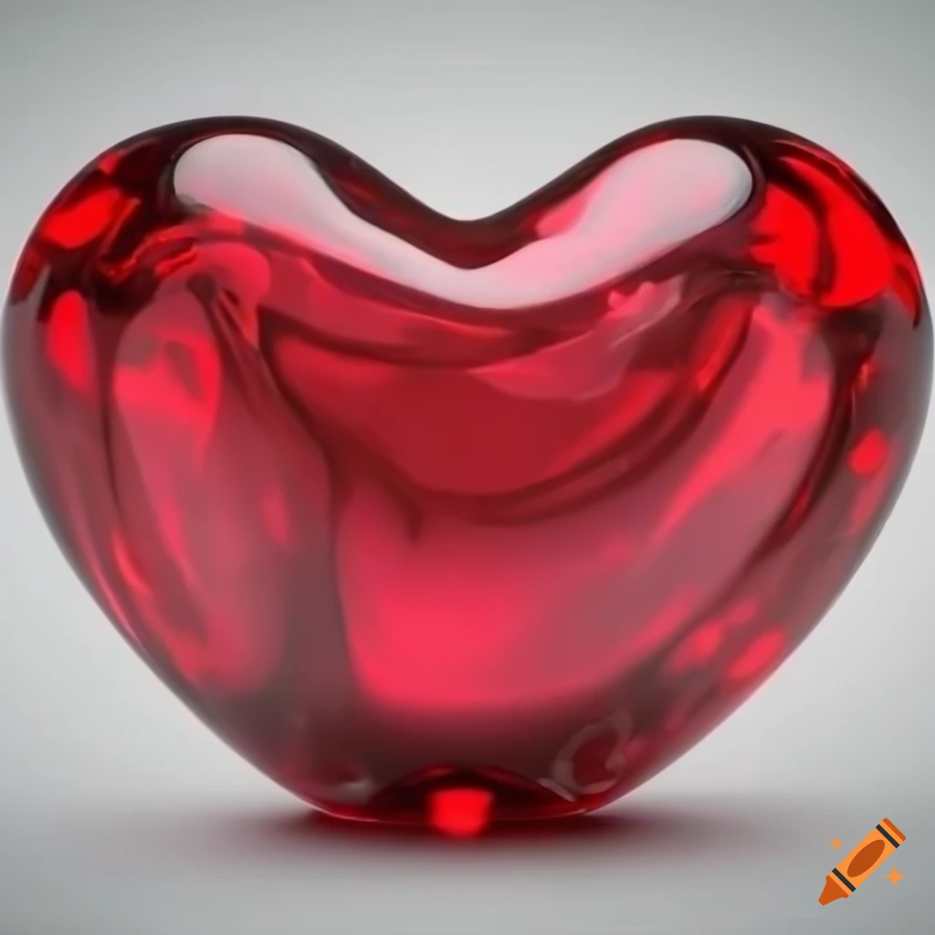 Red glass heart on white background on Craiyon