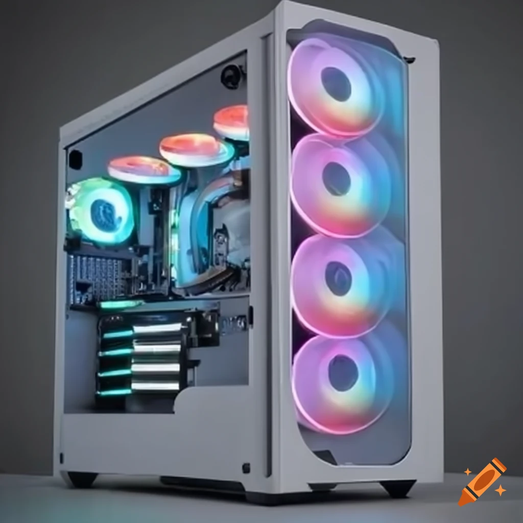 White itx tower gaming pc on Craiyon