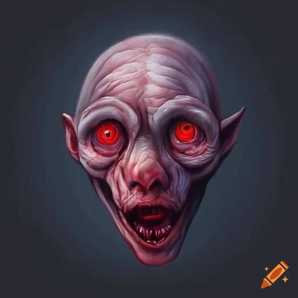Portrait of creature with red eyes in a realistic style on Craiyon