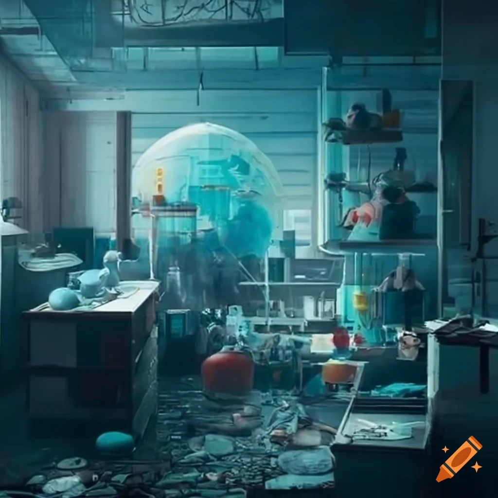 Creative scientist experimenting in a futuristic laboratory on Craiyon