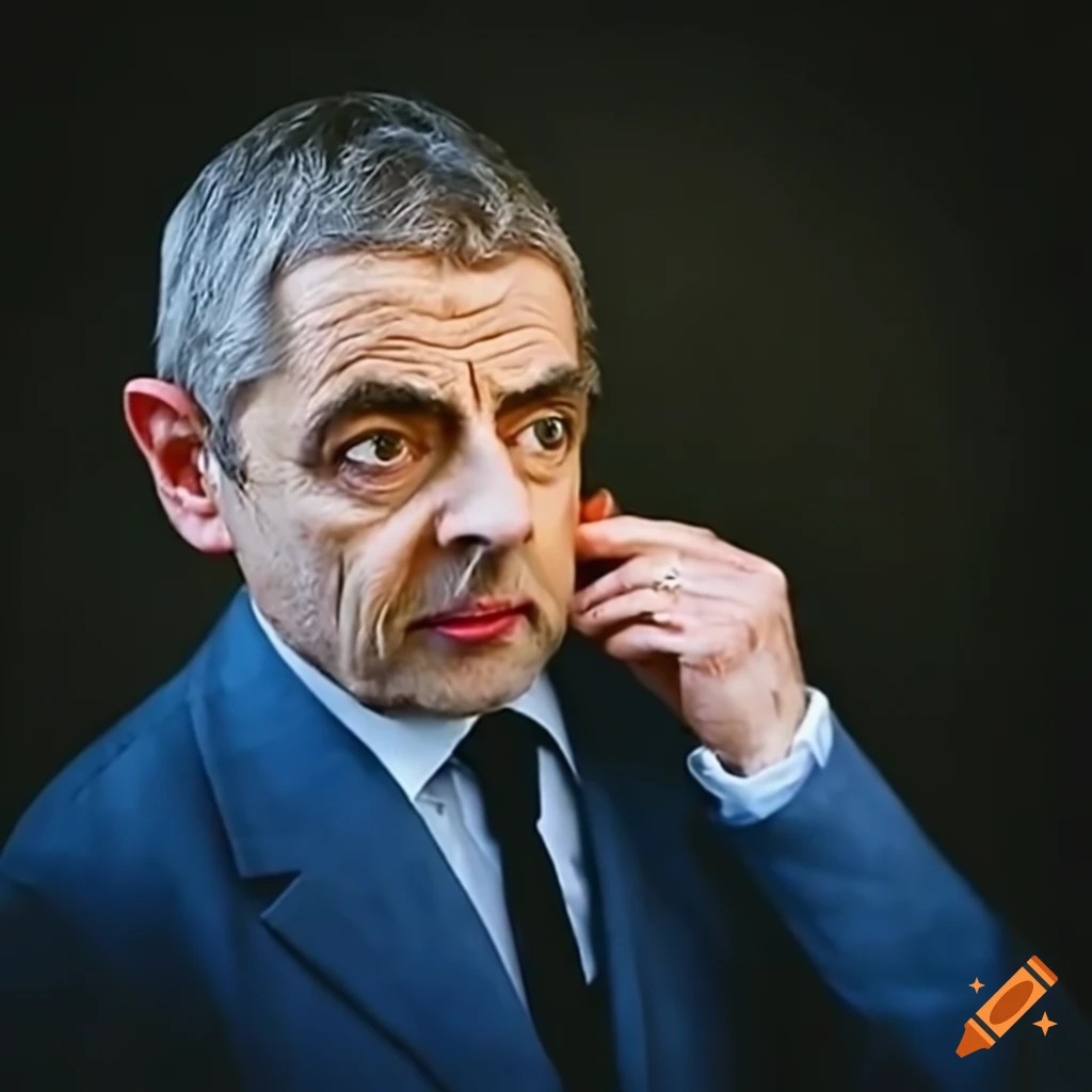 Rowan atkinson comically discomforted during a throat check on Craiyon