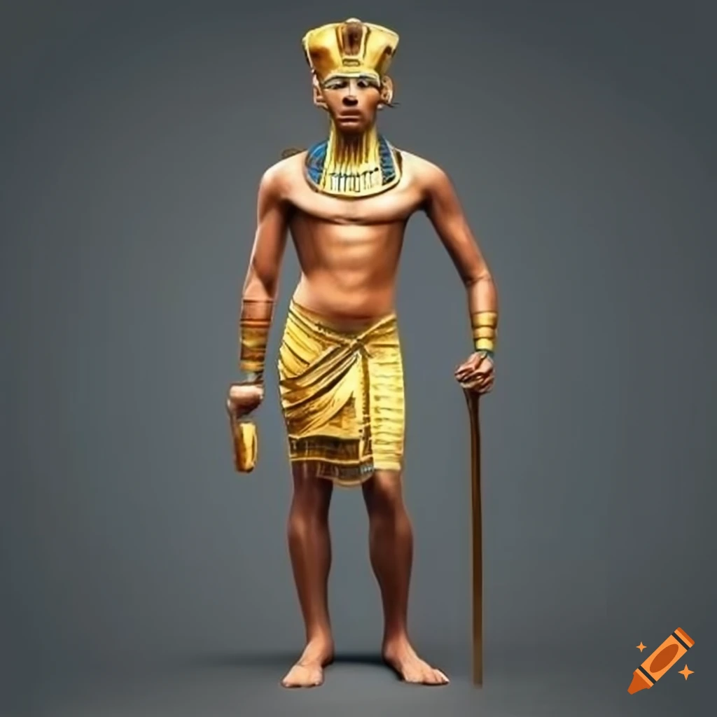 Realistic full-body side view of an egyptian pharaoh on Craiyon