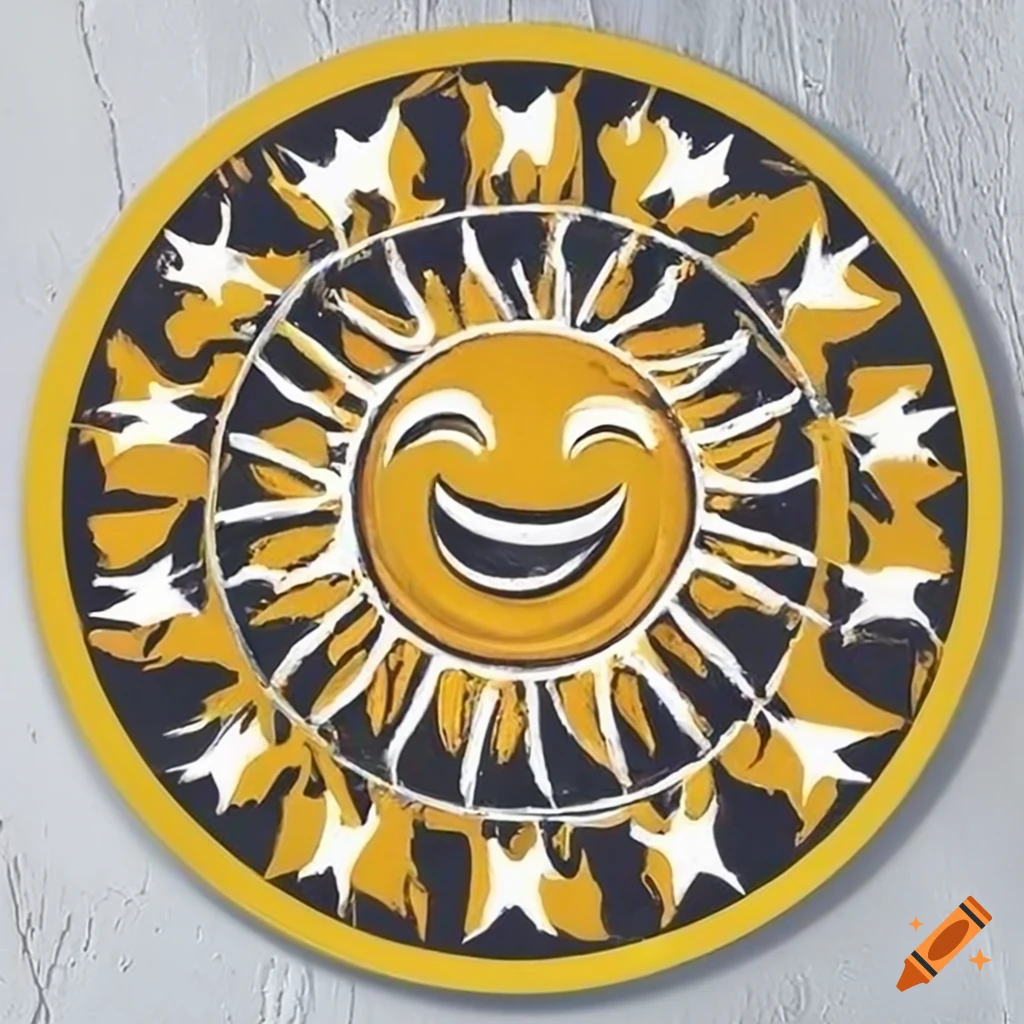 Expressive smiling sun with rays in a pastel oil painting on Craiyon
