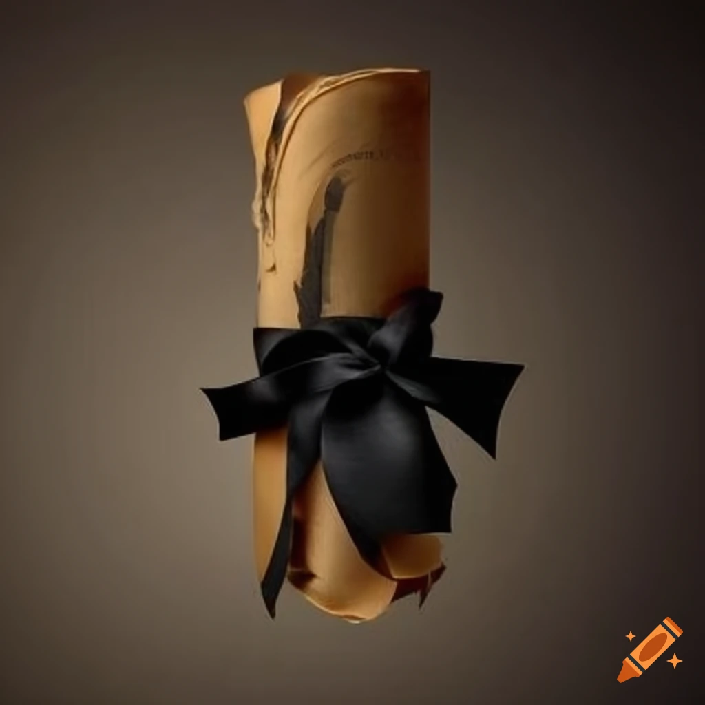 Old parchment rolled up with a black ribbon on Craiyon