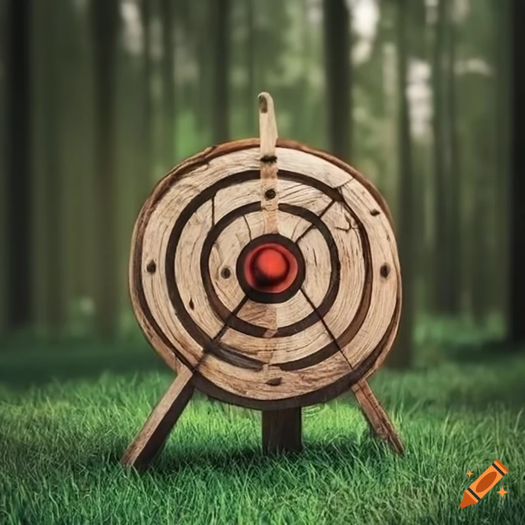 Wooden target in forest setting on Craiyon