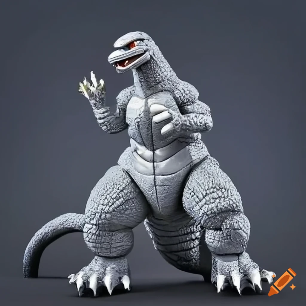 Silver-gray Godzilla as a powerful Dragonball Z character made of ...