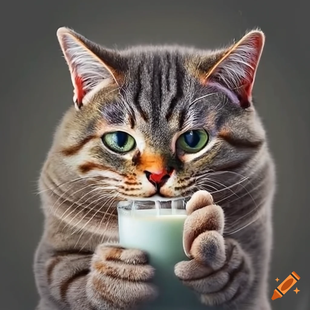 Cat drinking milk on Craiyon