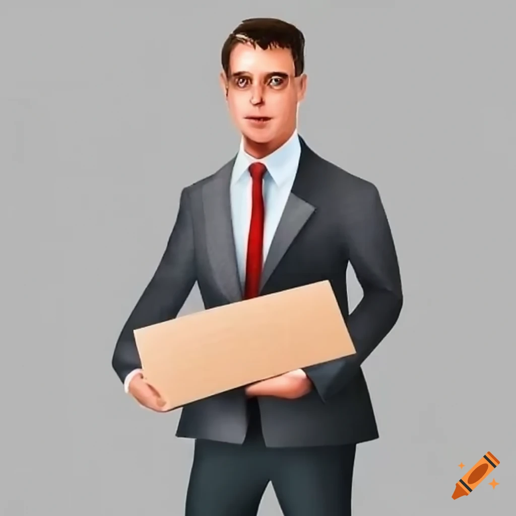 Business man holding a cardboard sign on Craiyon