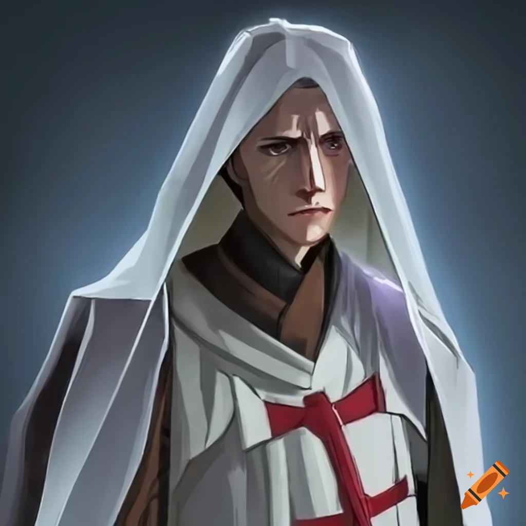 Byakuya Kuchiki fused with Obi Wan Kenobi in templar knight armor with sword on Craiyon