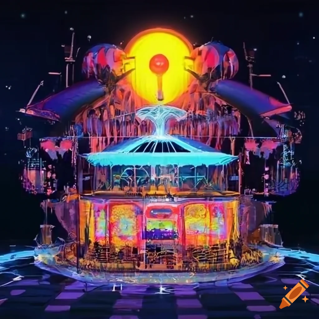 Innovative technological carnival with biophilia, kitsch art, and ...