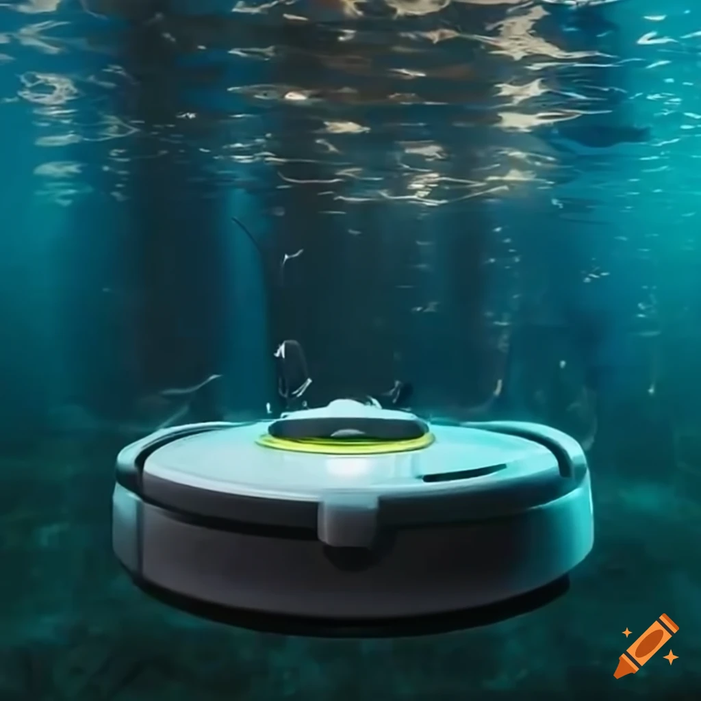 Roomba vacuum cleaning underwater room with spirit level on Craiyon
