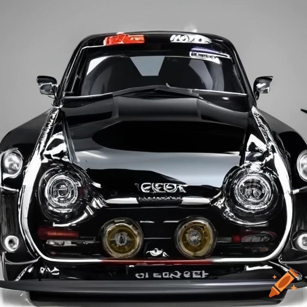 Rally car with vivid colors in high-speed action on Craiyon