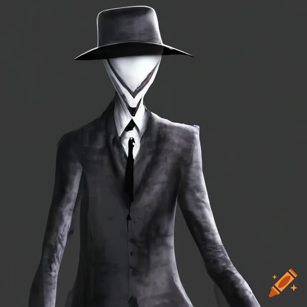 Mysterious figure known as slender man wearing a fedora on Craiyon