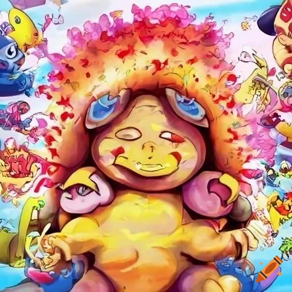 Artwork of garbage pail kids pokemon mashup on Craiyon