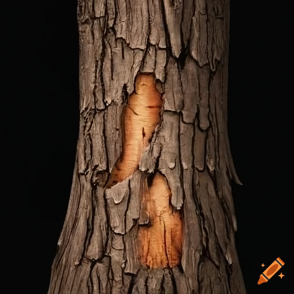 Smooth beech tree trunk with an injury on Craiyon