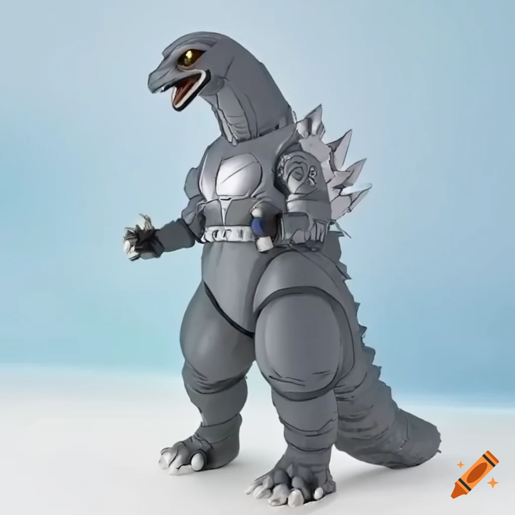 Silver-gray godzilla inspired dragon character made of zircon ...