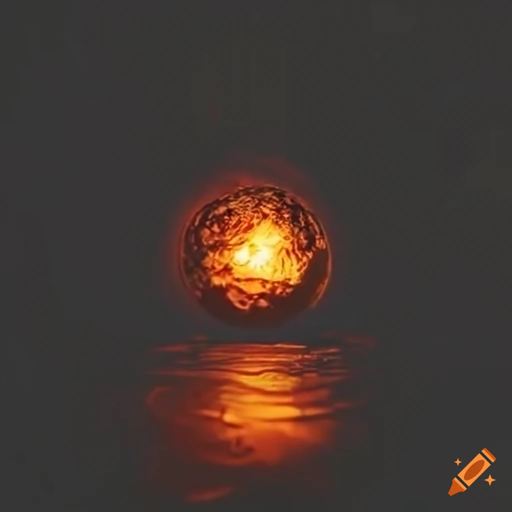 Glowing ball of fire in a dark orb on Craiyon